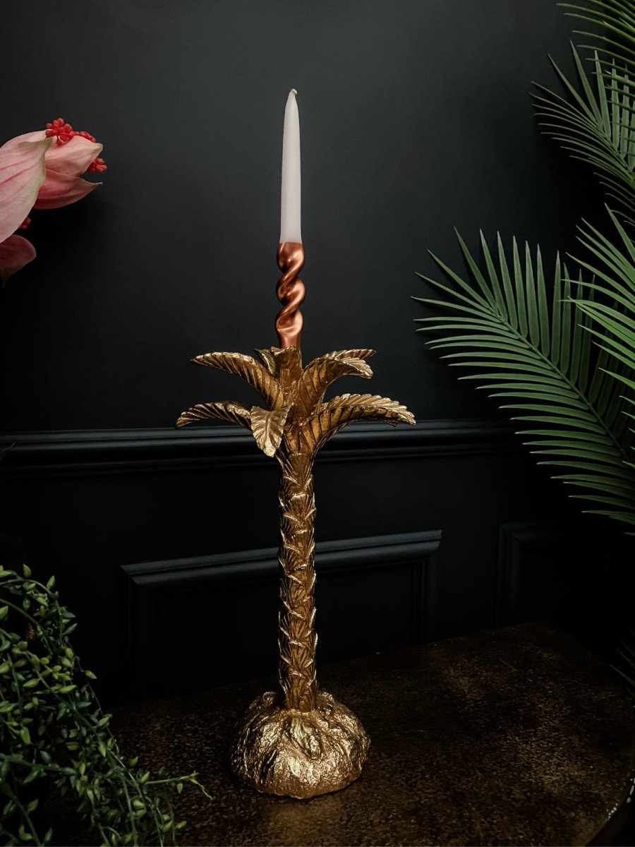 Antique Gold Palm Tree Candlestick Holder | Punk & Poodle