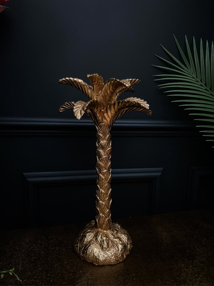 Antique Gold Palm Tree Candlestick Holder | Punk & Poodle
