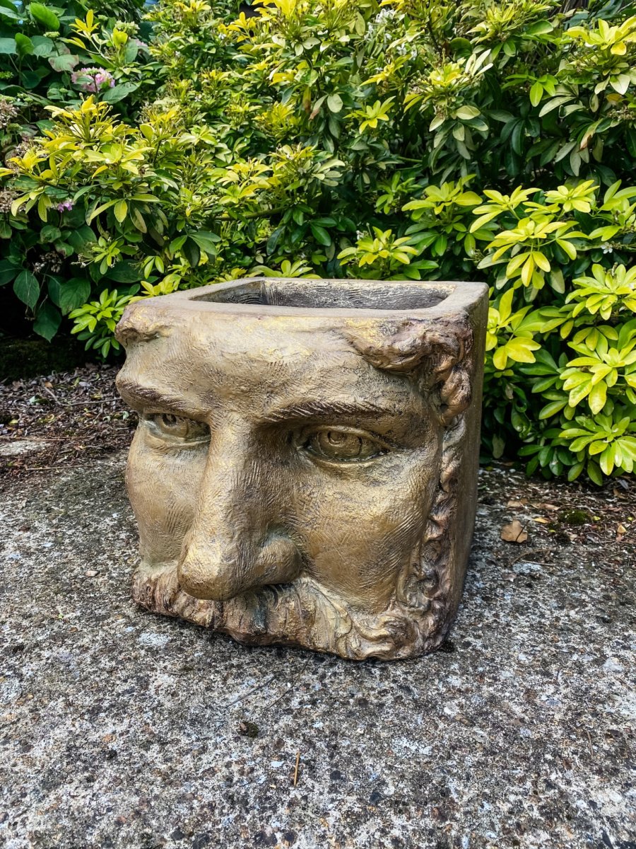 Large Antiqued Gold Classical Face Planter | Punk & Poodle