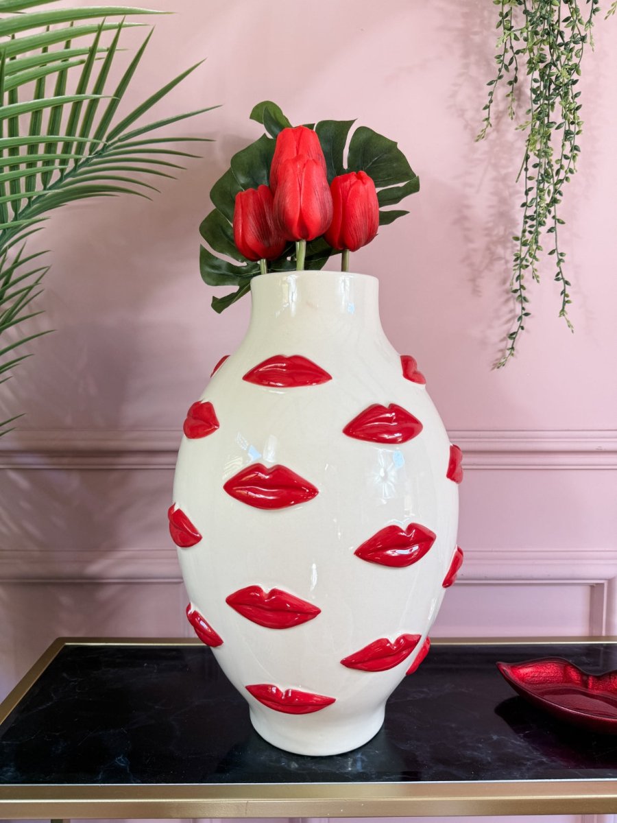 Large Multi Red Lips Vase | Punk & Poodle