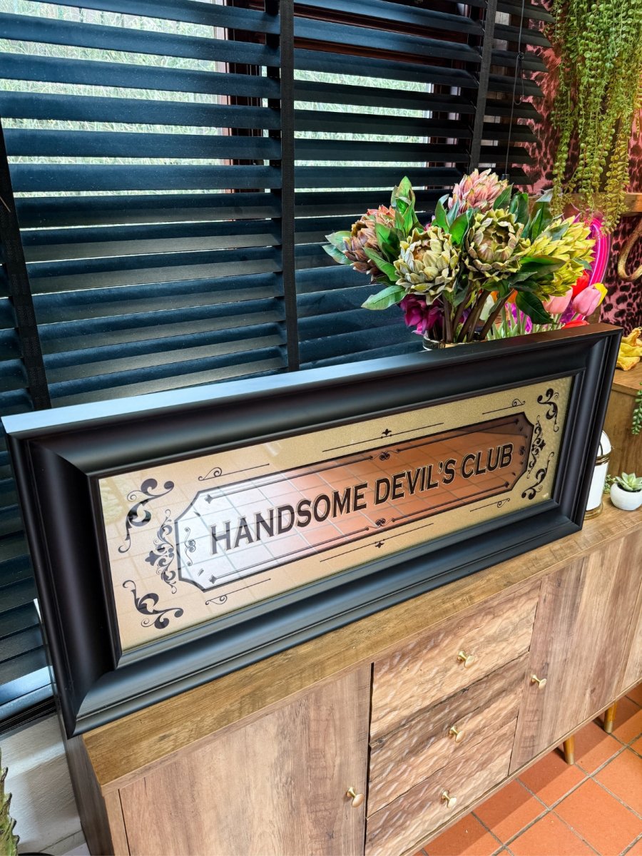 Handsome Devil's Club Mirrored Wall Sign | Punk & Poodle – PUNK & POODLE