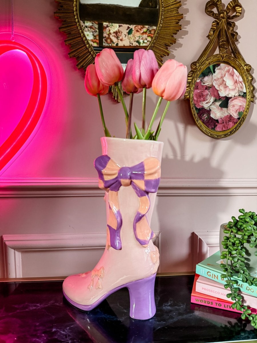 Ribbon Bow Boot Ceramic Vase | Punk & Poodle