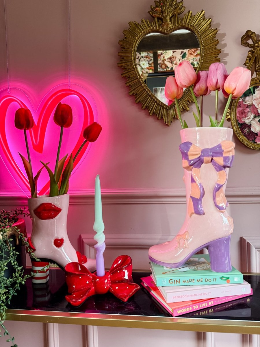 Ribbon Bow Boot Ceramic Vase | Punk & Poodle
