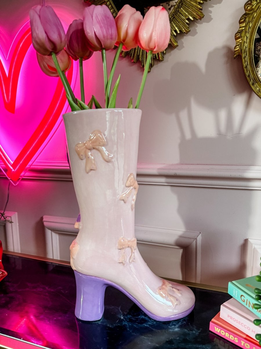 Ribbon Bow Boot Ceramic Vase | Punk & Poodle