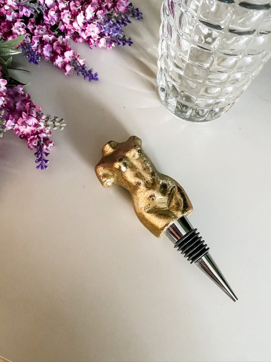 Antique Gold Female Torso Bottle Stopper | Punk & Poodle