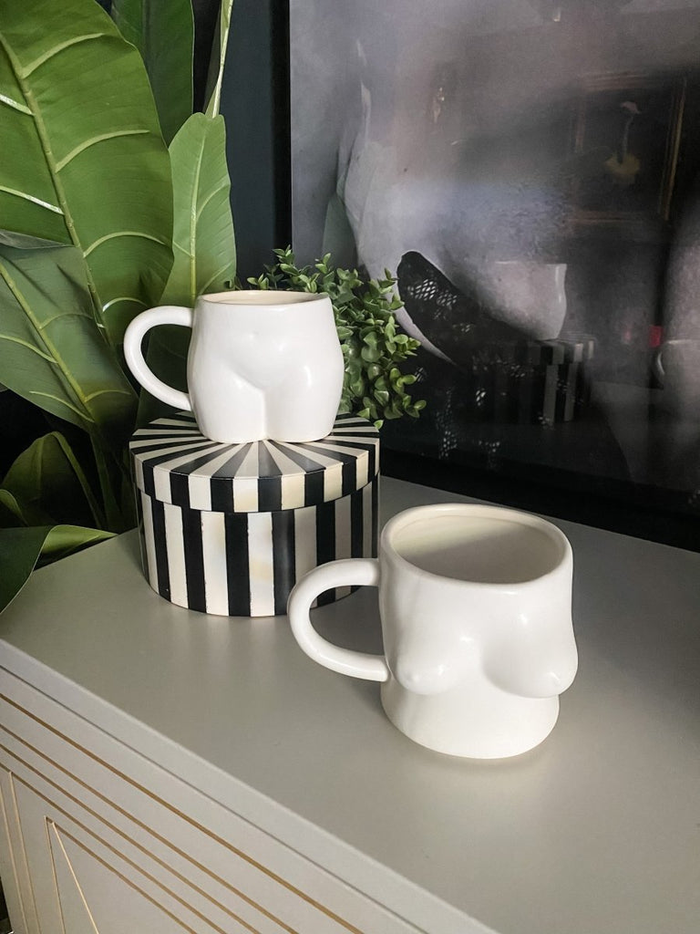 Set of 2 White Female Body Stacking Mugs | Punk & Poodle