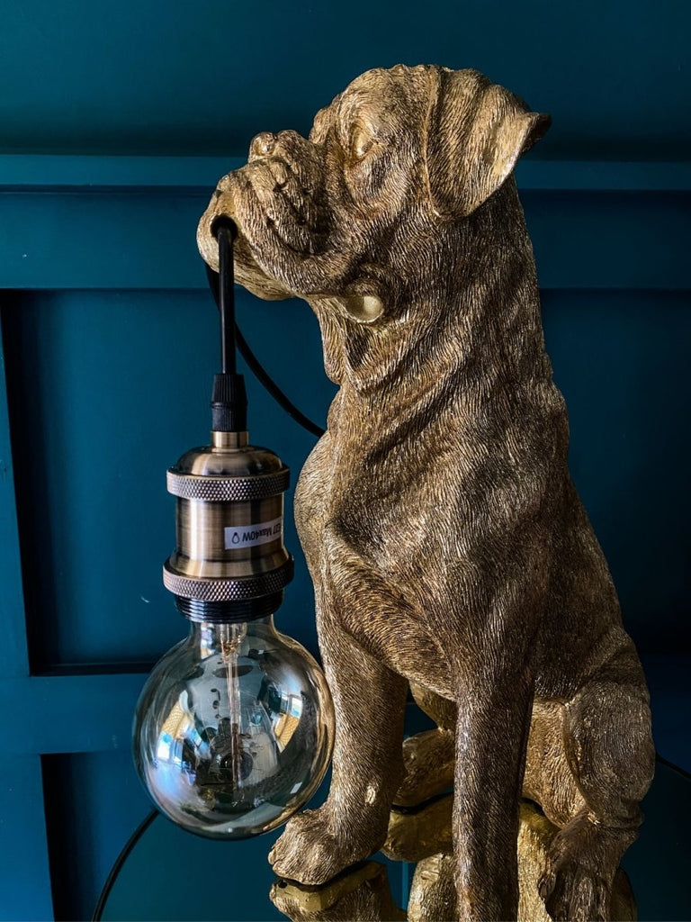 Bruno the Boxer Dog Table Lamp | Antique Gold | Punk & Poodle