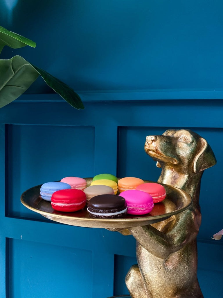 Gold Claude Dog Holding Tray Statue | Punk & Poodle