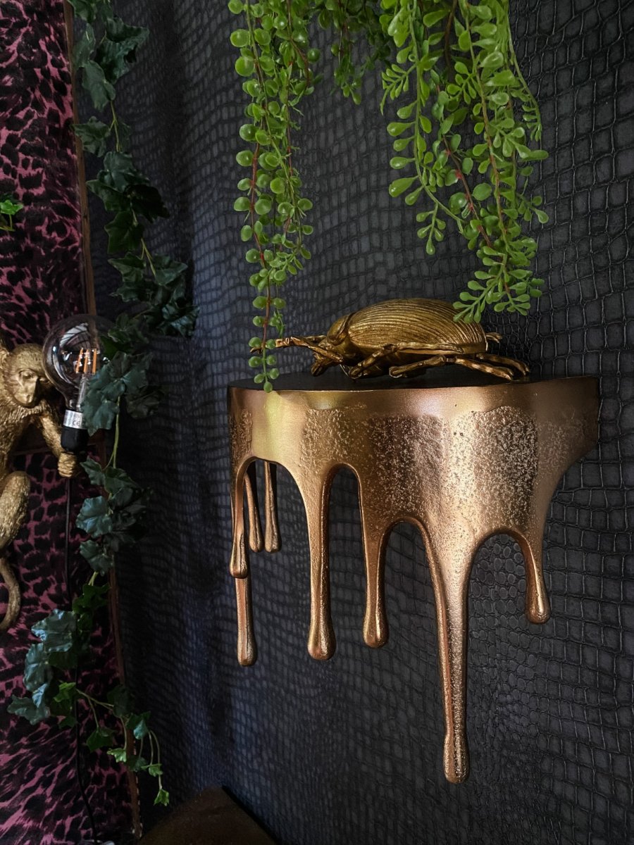 Small Gold Drip Oval Metal Wall Shelf | Punk & Poodle