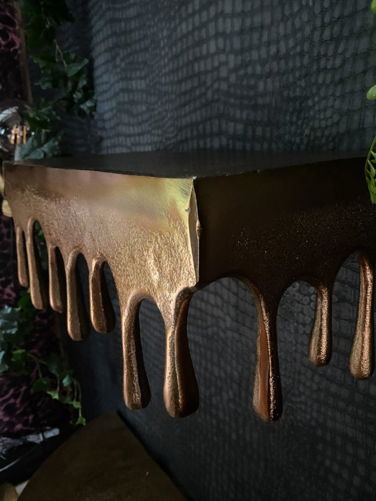 Small Gold Drip Rectangular Metal Wall Shelf | Punk & Poodle