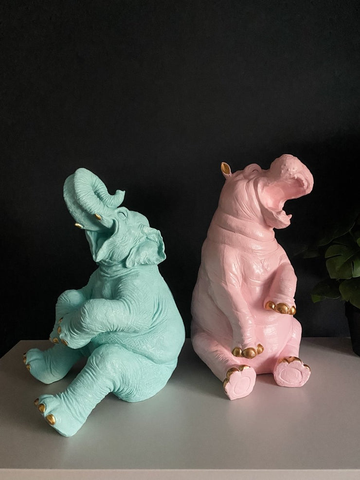 Pale Pink Laughing Hippo Statue | Punk & Poodle