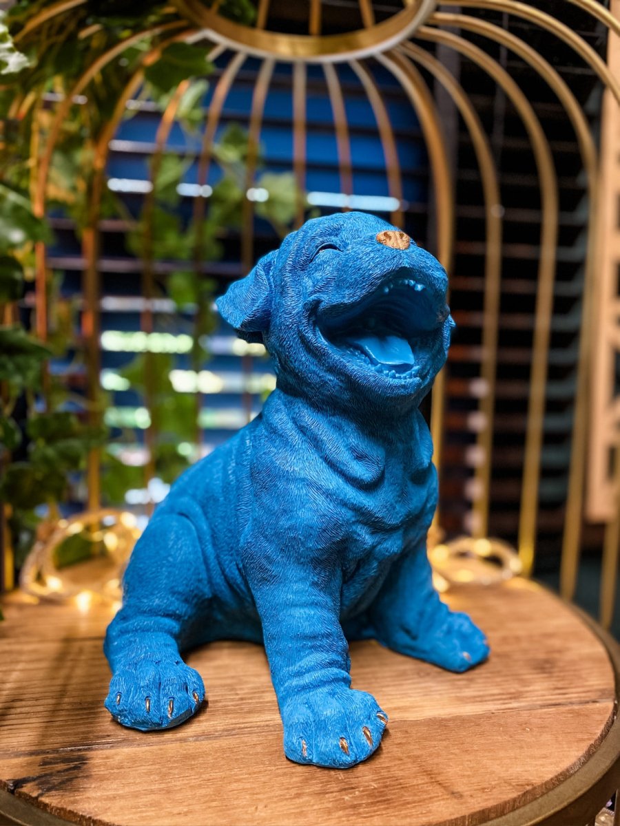 Laughing Puppy Dog Statue | Royal Blue – Punk & Poodle