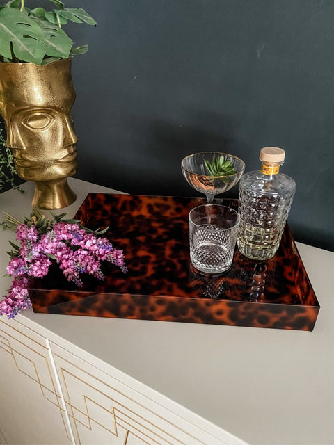 Leopard Print Acrylic Rectangular Serving Tray | Punk & Poodle