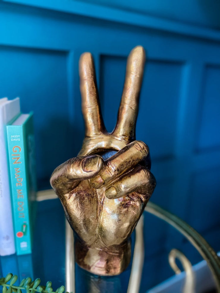 Gold Peace Sign Hand Vase | Punk & Poodle